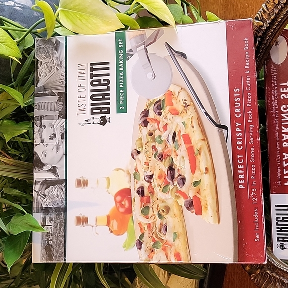 Kitchen | Taste Of Italy Bialetti Pizza Baking Set Pizza Stone Rack ...